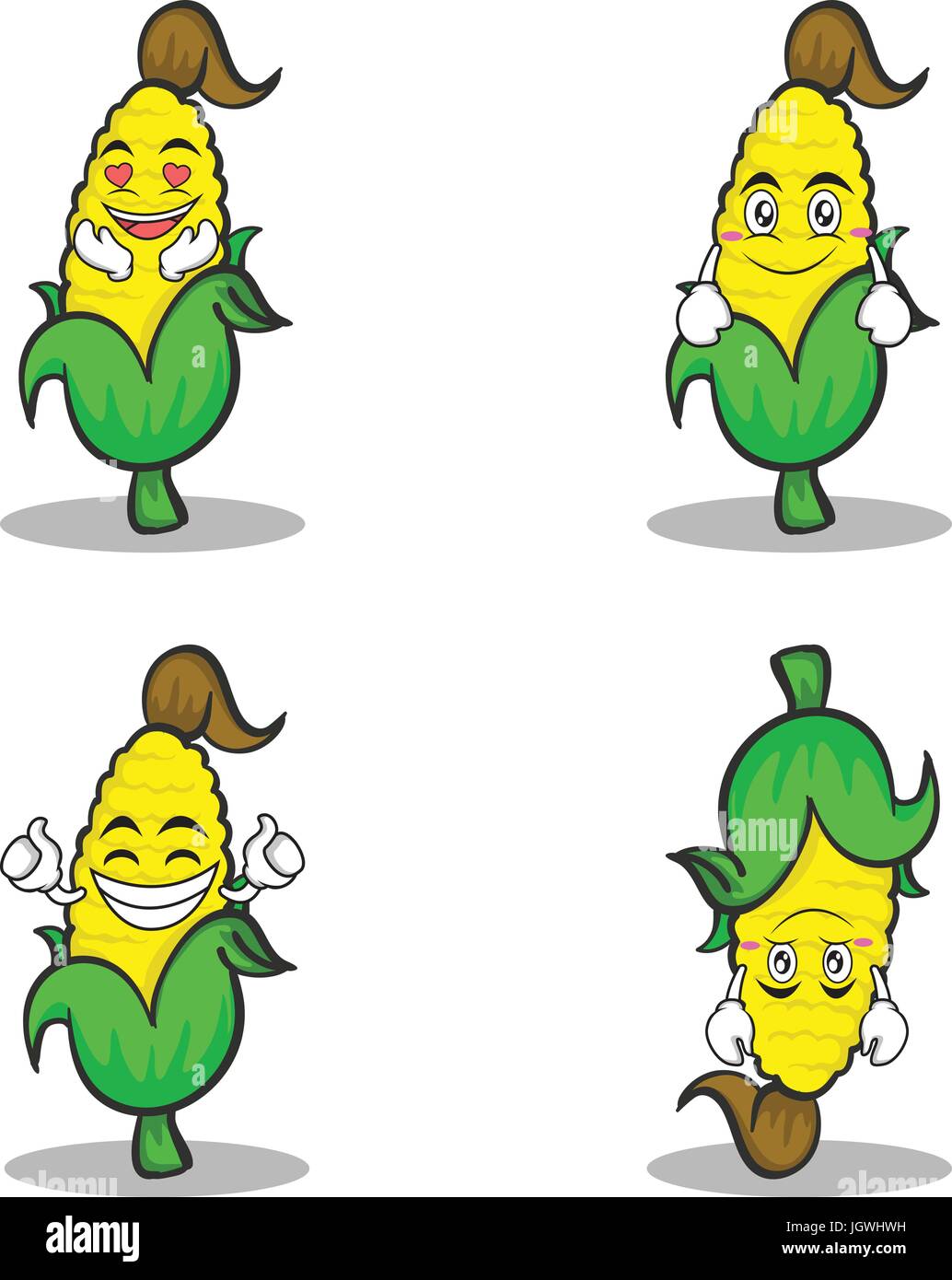 sweet corn character cartoon set collection Stock Vector Image & Art ...