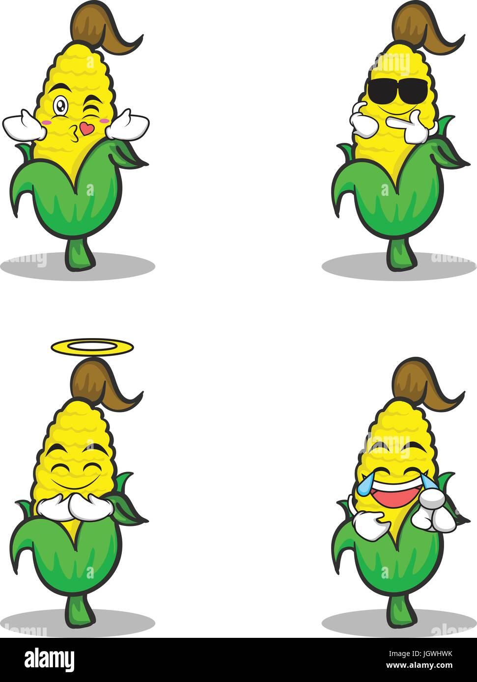 Collection set sweet corn character cartoon Stock Vector Image & Art ...