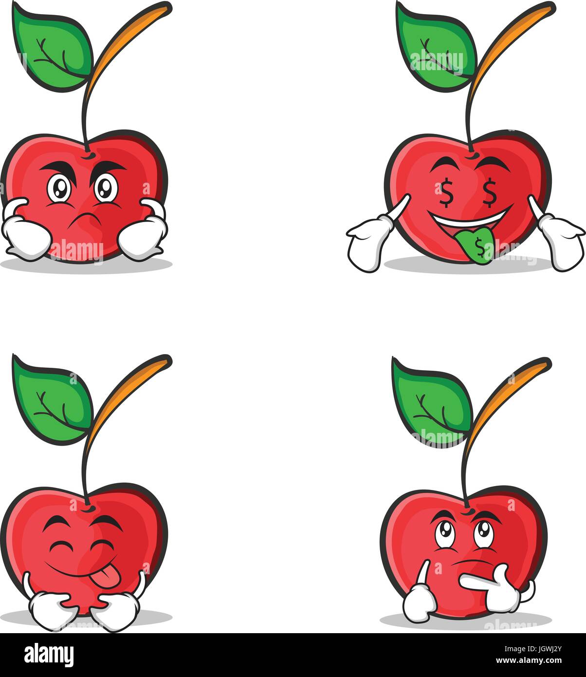 Collection cherry character cartoon style set Stock Vector Image & Art ...