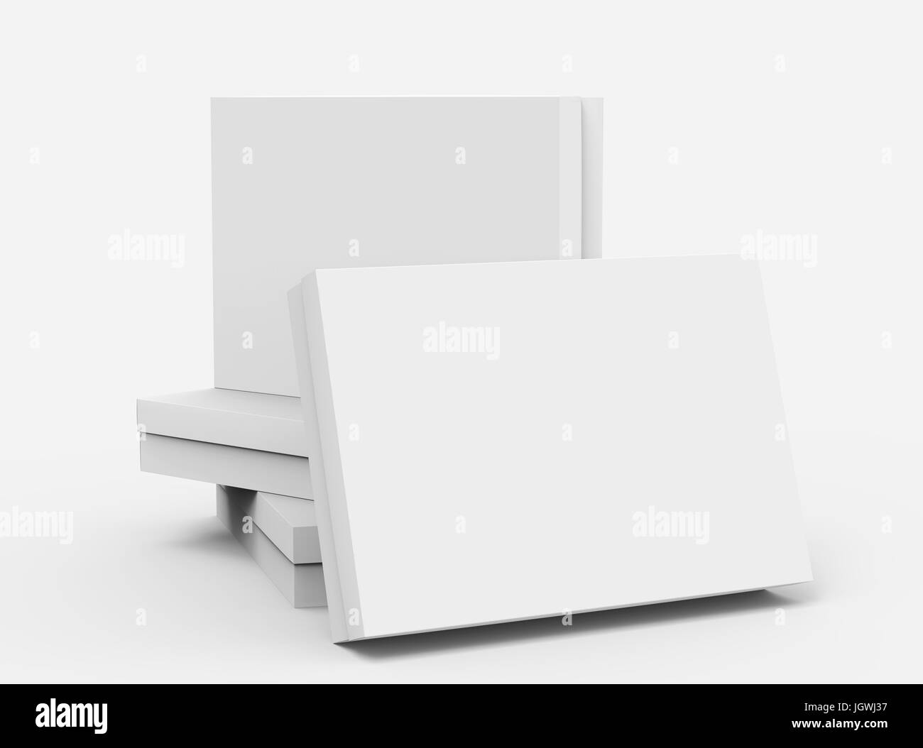 several flat blank boxes piled up for design in 3d rendering Stock ...