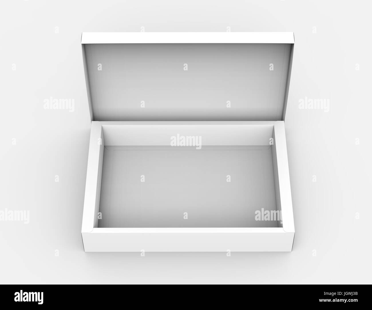 flat blank box with open lid for design in 3d rendering Stock Photo - Alamy