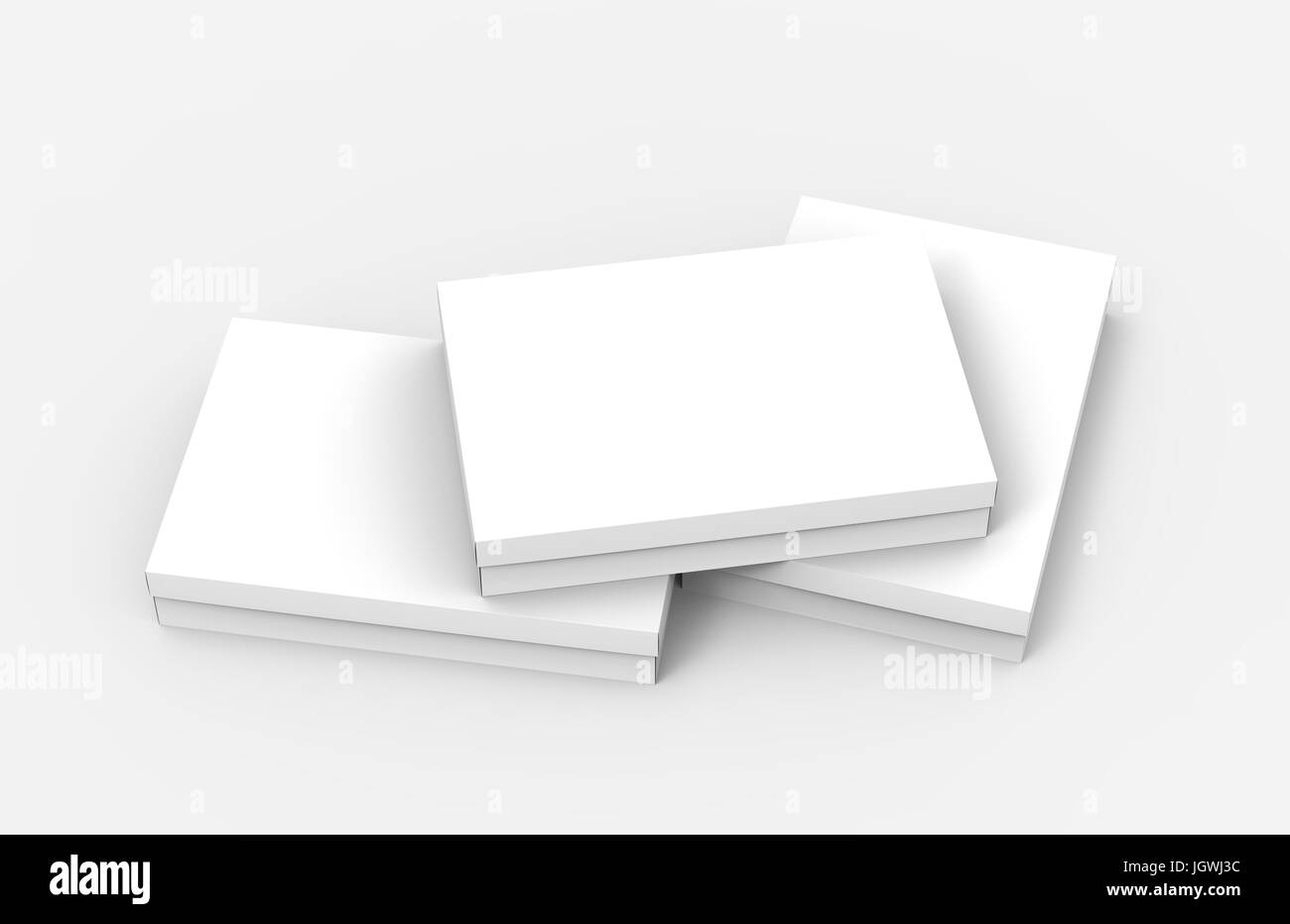 several flat blank boxes piled up for design in 3d rendering Stock ...