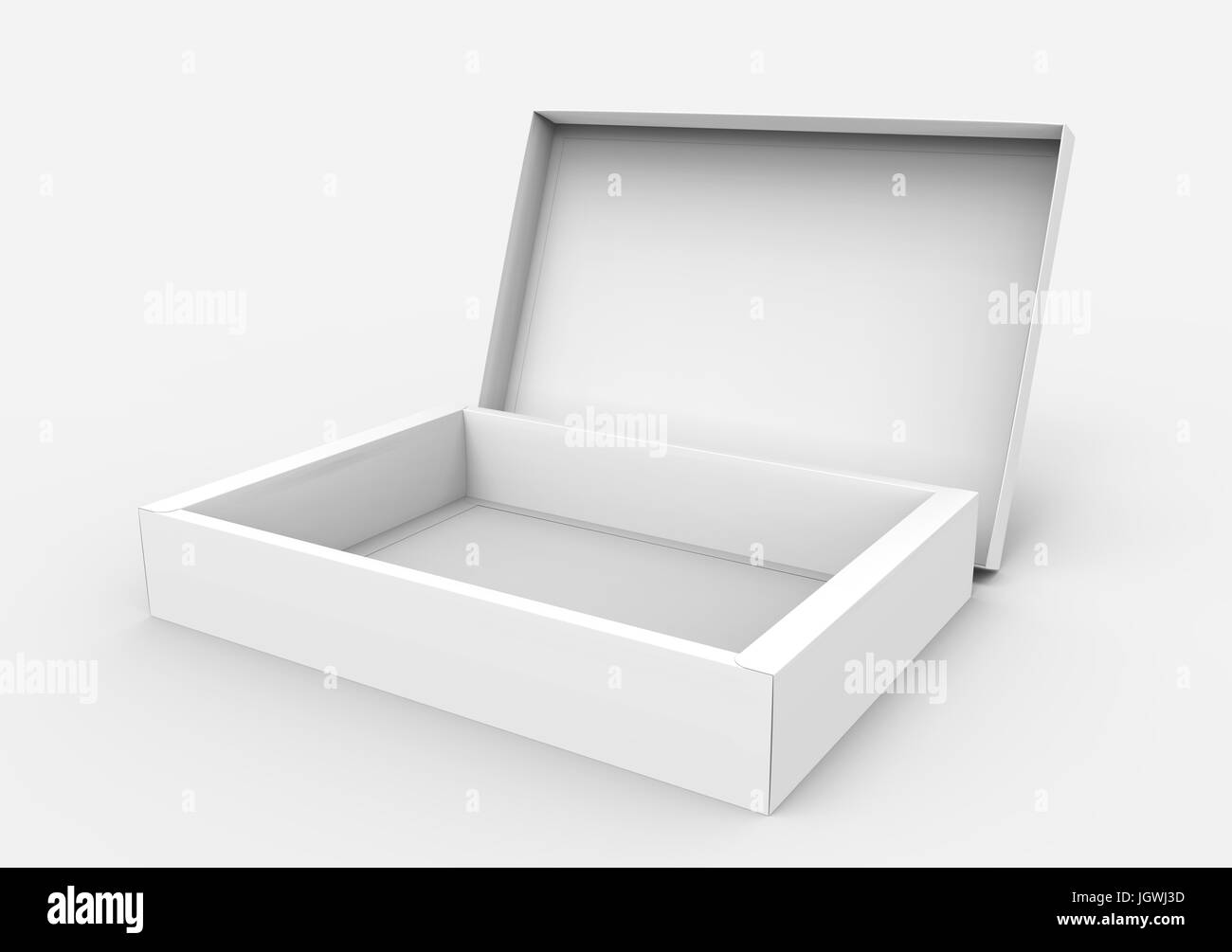 flat blank box with open lid for design in 3d rendering Stock Photo - Alamy