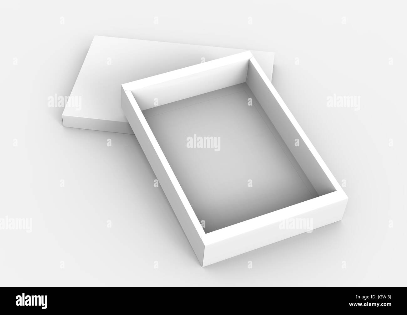 flat blank box with open lid for design in 3d rendering Stock Photo - Alamy