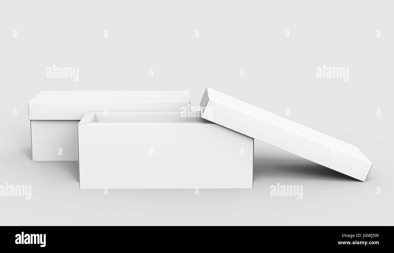 two blank white paper boxes for design uses, one open and the other do ...