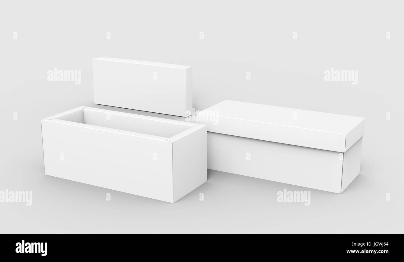 two blank white paper boxes for design uses, one open and the other do ...