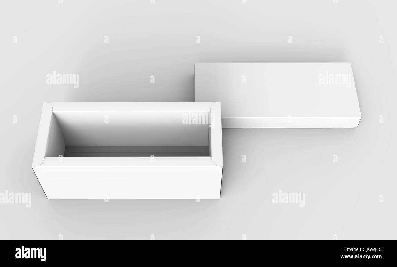open blank paper white box with separate lid for design, 3d rendering ...