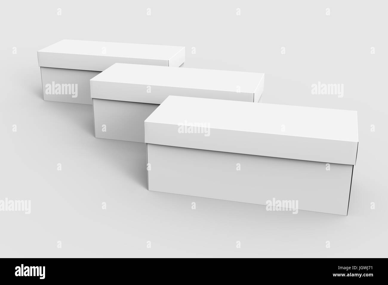 three blank white paper boxes for design in 3d rendering Stock Photo ...