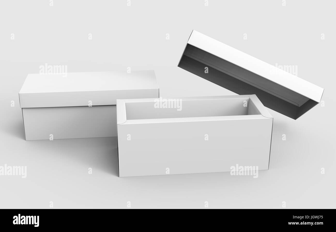 two blank white paper boxes for design uses, one open and the other do ...