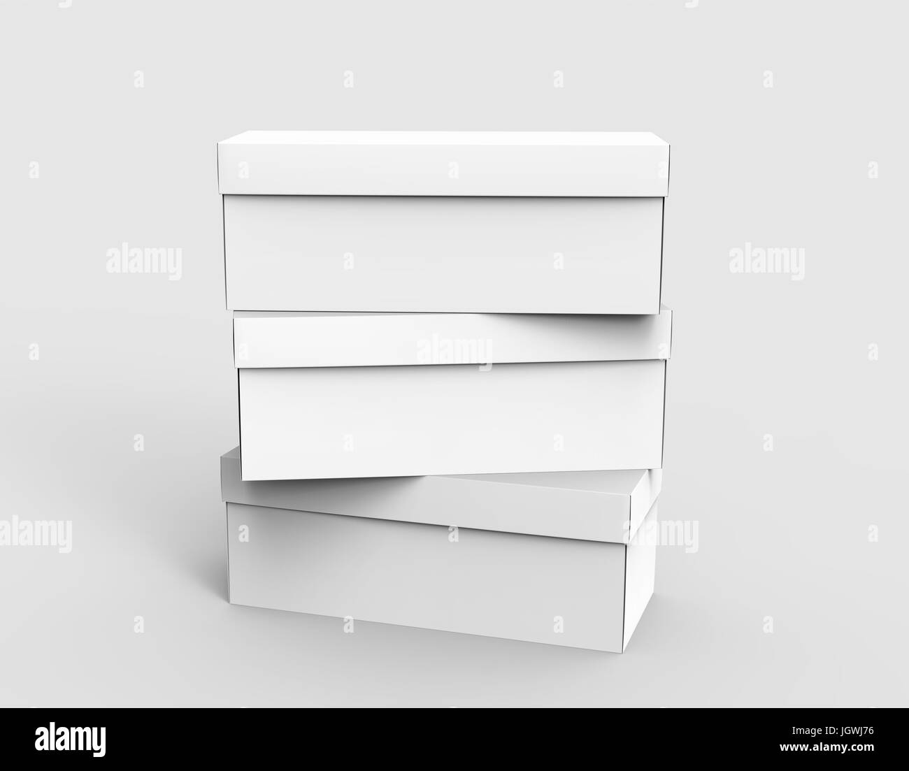 three blank white paper boxes piled up for design in 3d rendering Stock ...