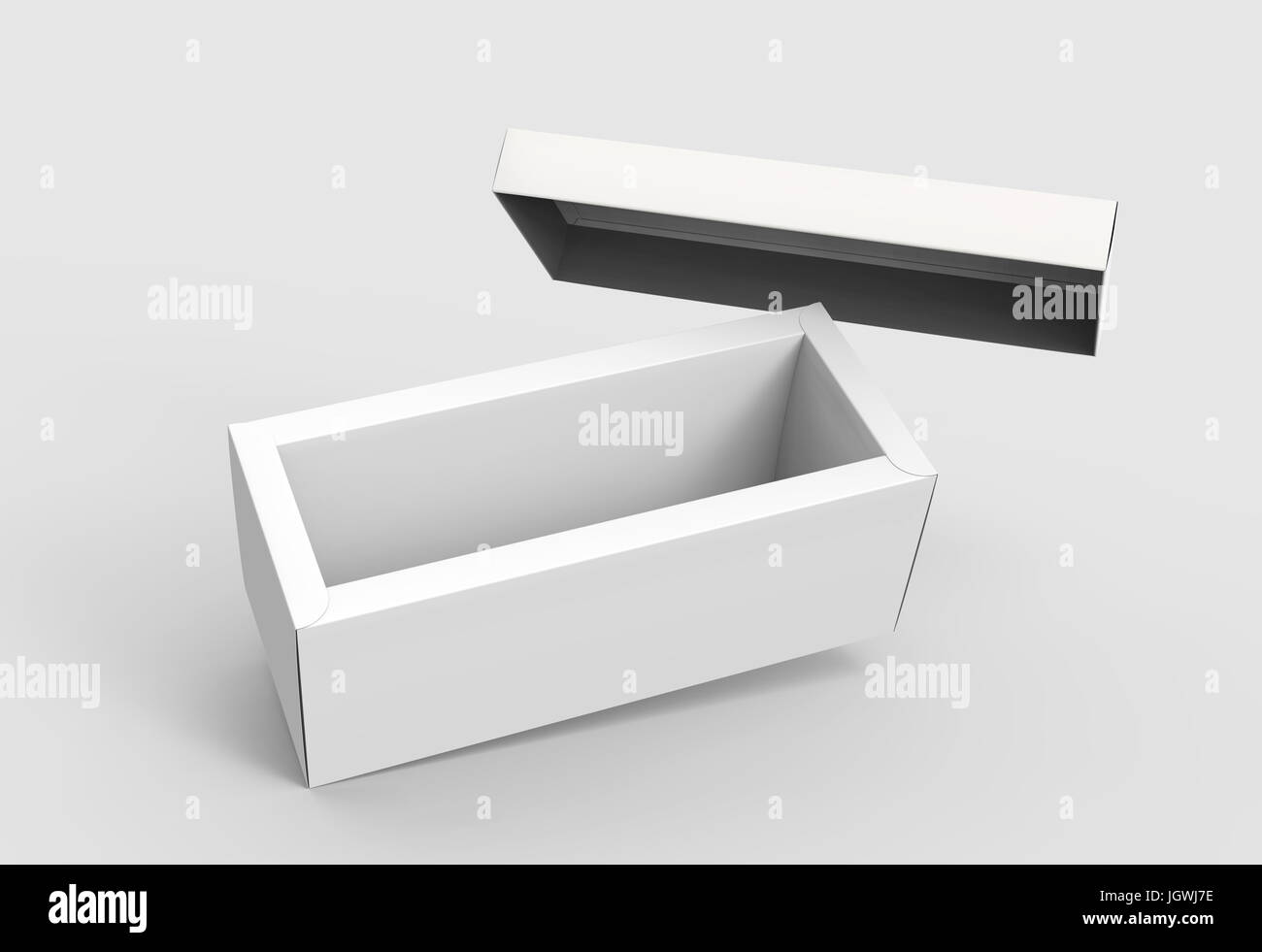 one blank paper white box with floating lid for design, 3d rendering ...