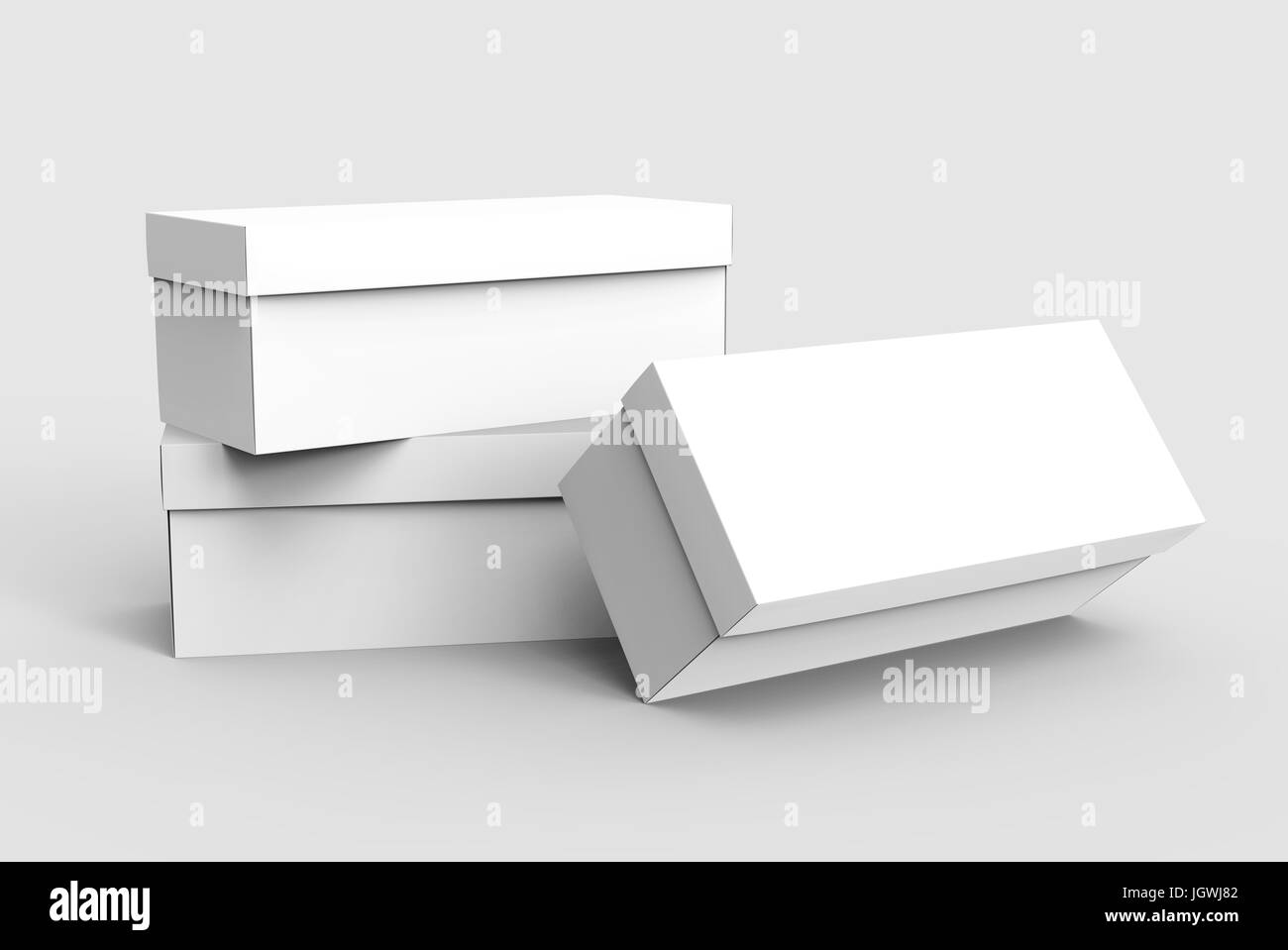 three blank white paper boxes piled up for design in 3d rendering Stock ...