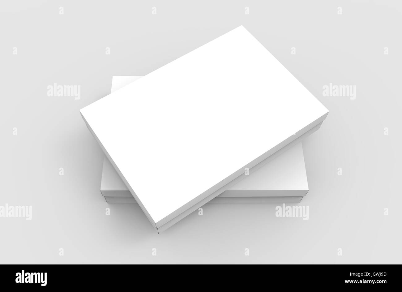two flat blank boxes piled up for design in 3d rendering Stock Photo ...
