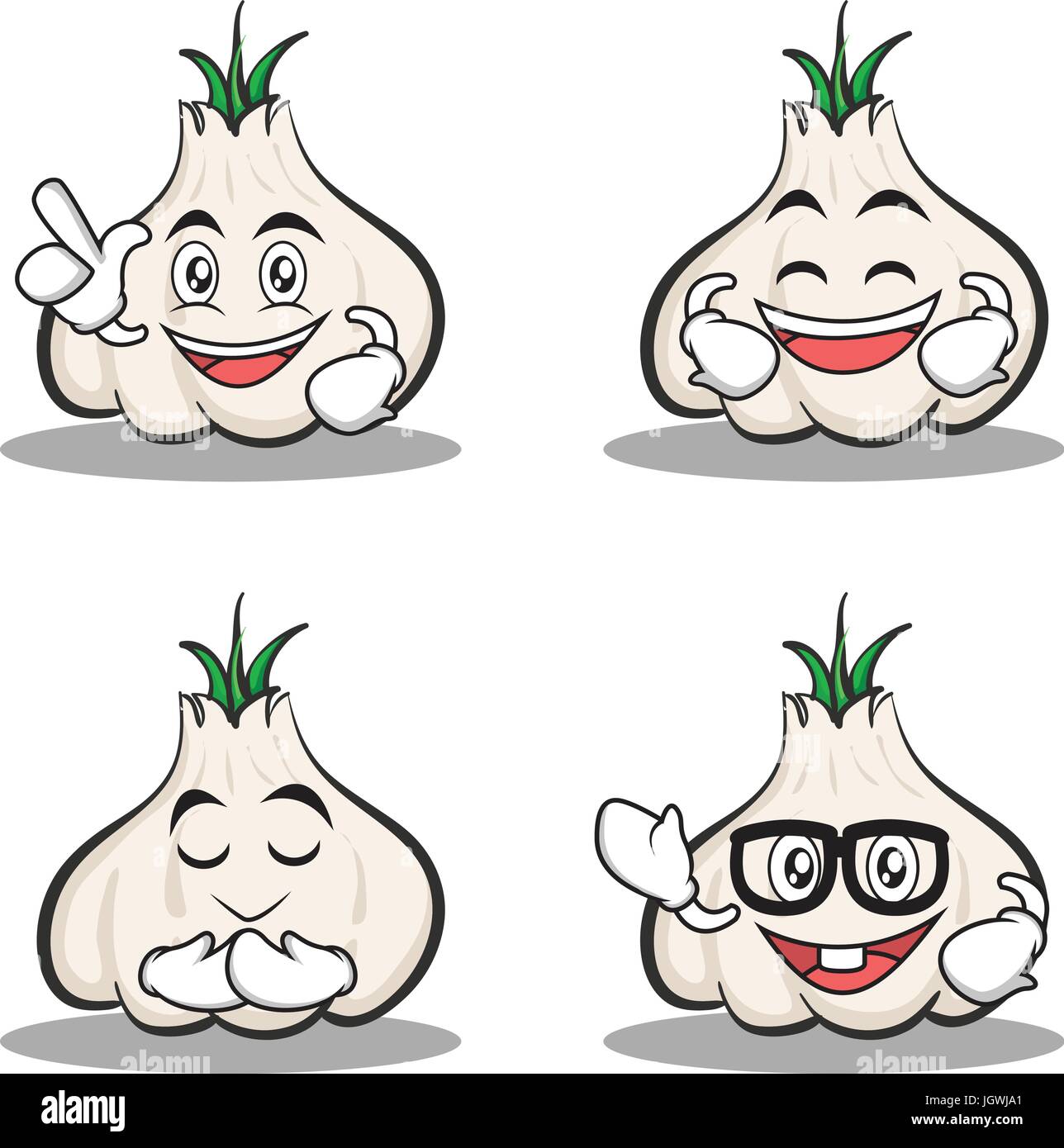 Set of garlic cartoon character collection Stock Vector Image & Art - Alamy