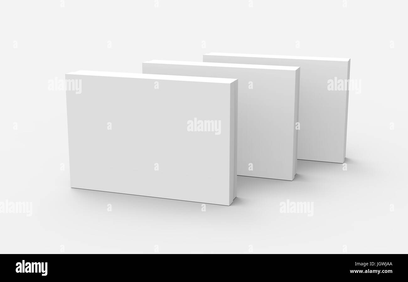 three standing flat blank boxes for design in 3d rendering Stock Photo ...
