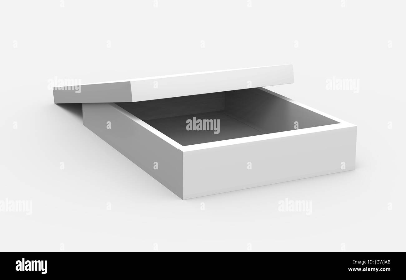 flat blank box with open lid for design in 3d rendering Stock Photo - Alamy