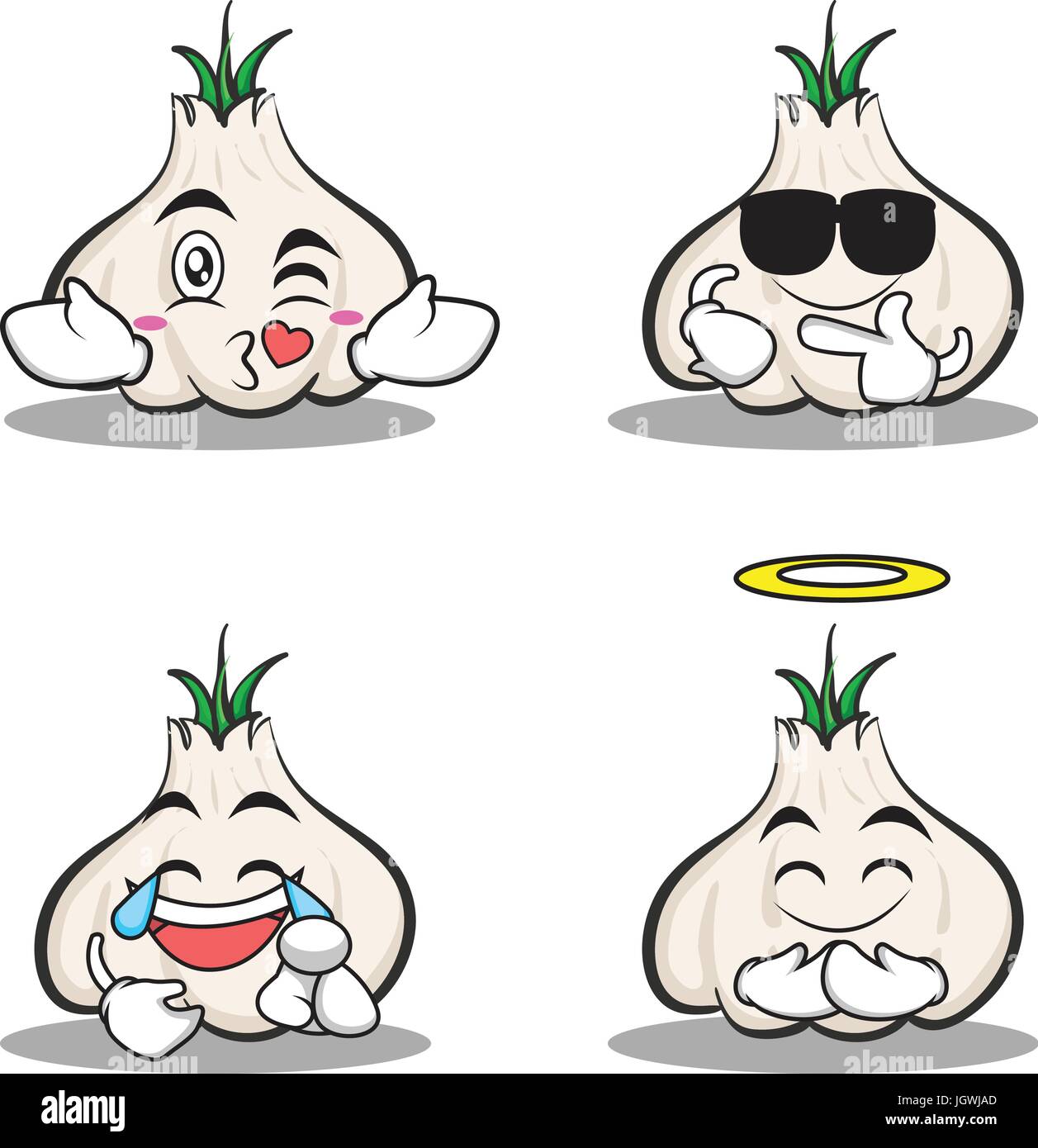 Collection set of garlic cartoon character Stock Vector Image & Art - Alamy