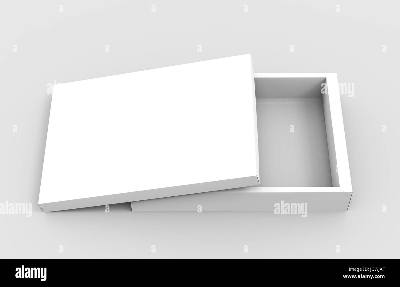 flat blank box with open lid for design in 3d rendering Stock Photo - Alamy