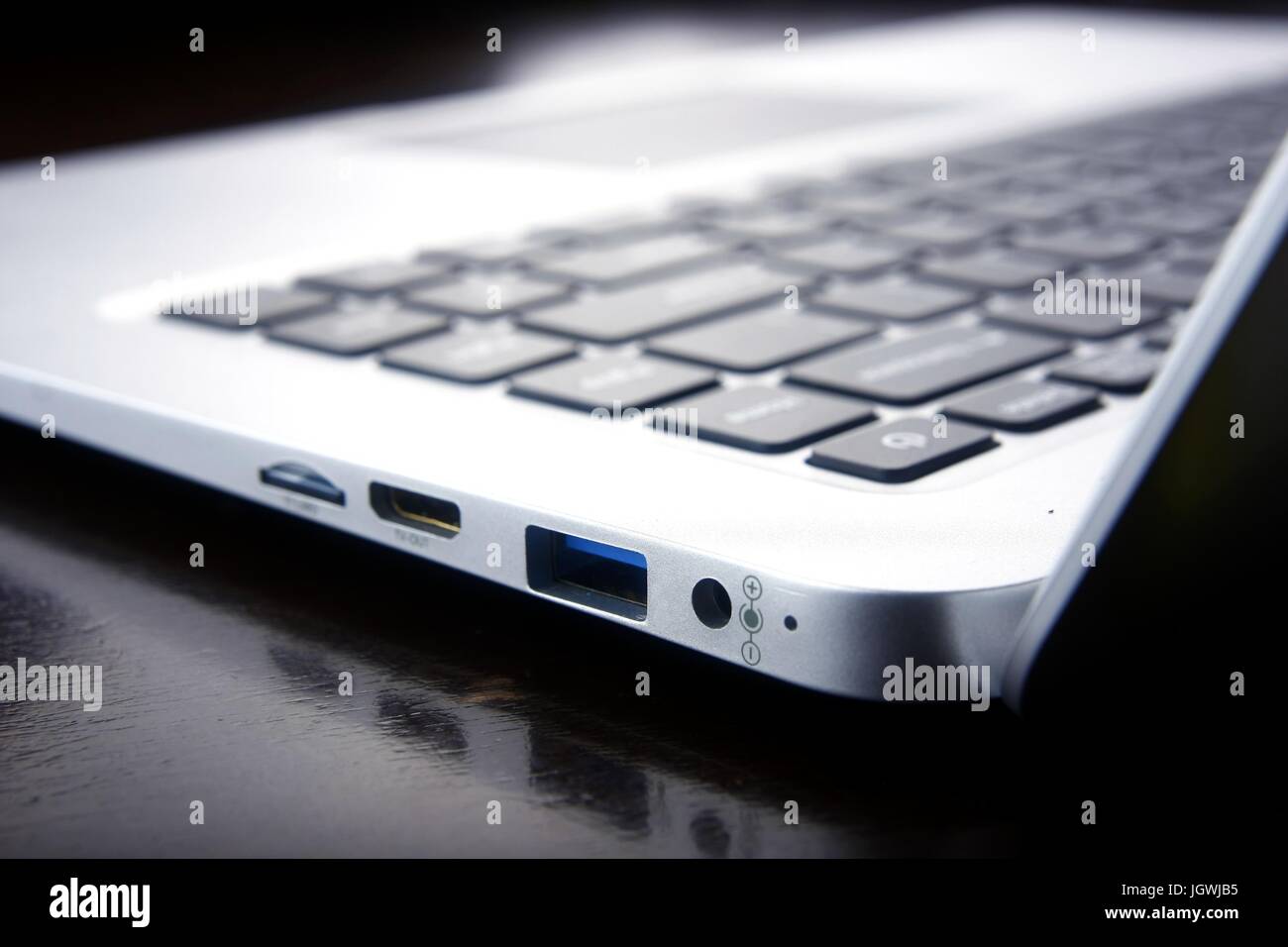 Photo of ports and connections of a laptop computer Stock Photo - Alamy