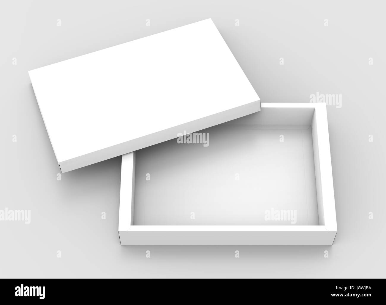 flat blank box with open lid for design in 3d rendering Stock Photo - Alamy