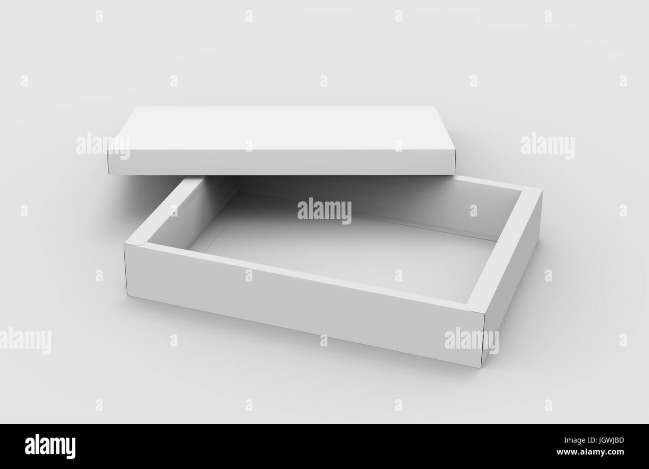 flat blank box with open lid for design in 3d rendering Stock Photo - Alamy