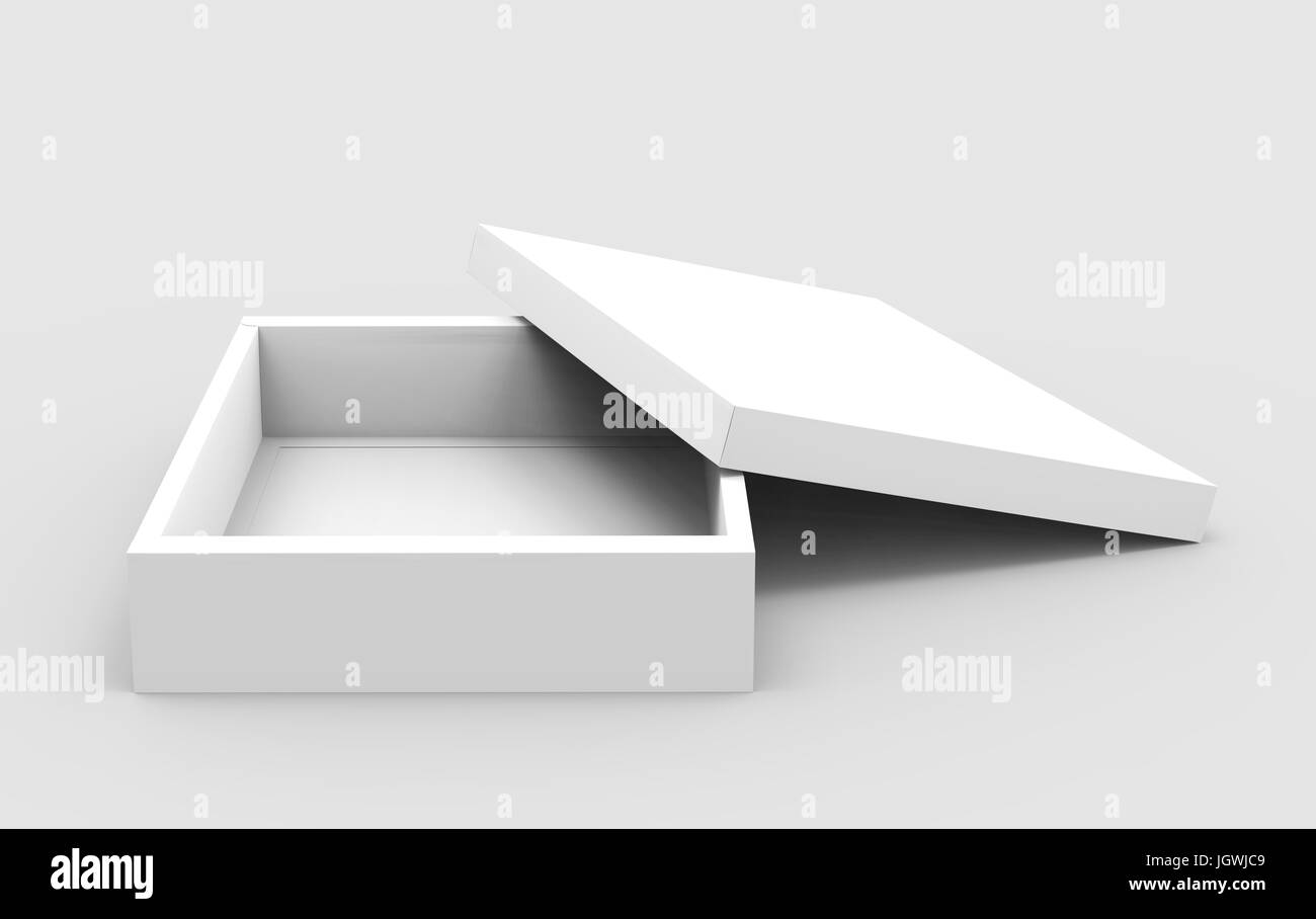 flat blank box with open lid for design in 3d rendering Stock Photo - Alamy