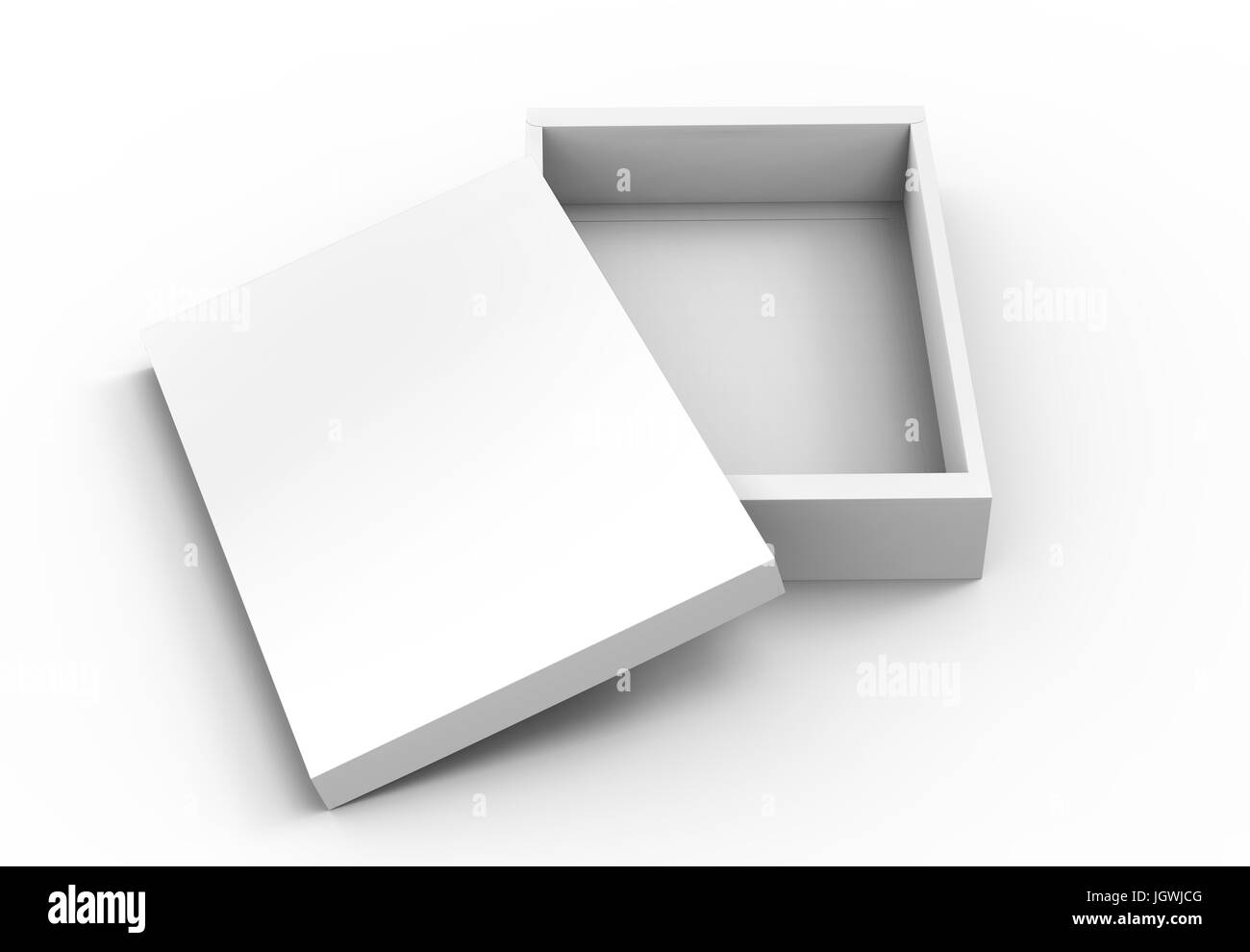 flat blank box with open lid for design in 3d rendering Stock Photo - Alamy