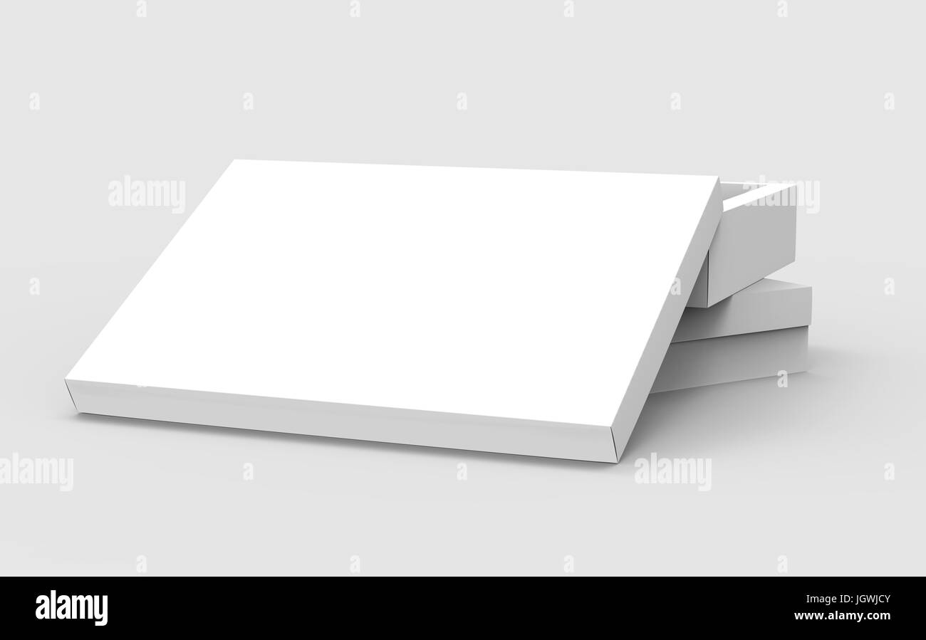 two flat blank boxes with one opened for design in 3d rendering Stock ...