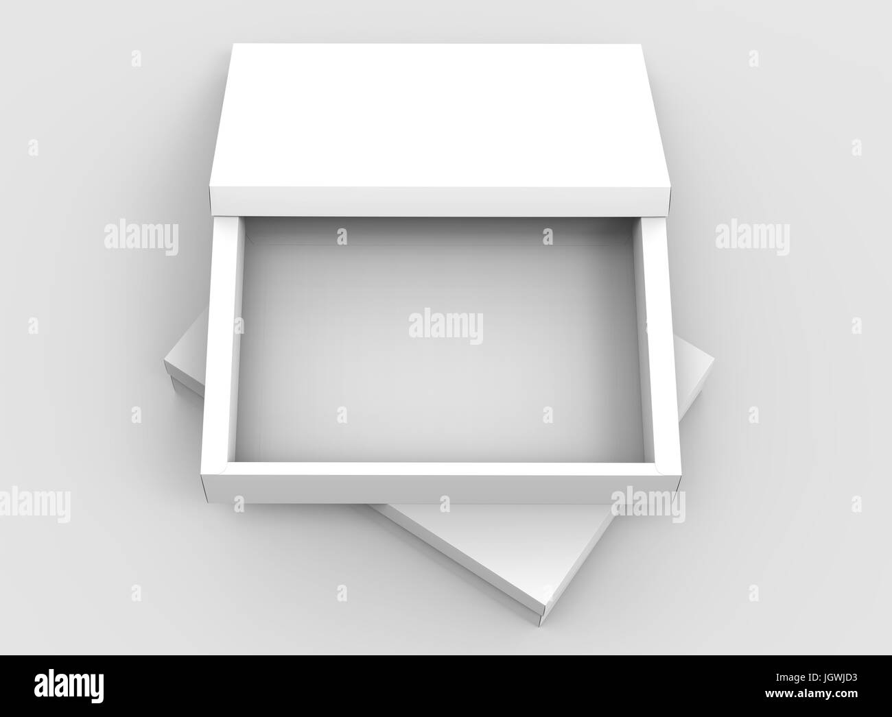 two flat blank boxes with one opened for design in 3d rendering Stock ...