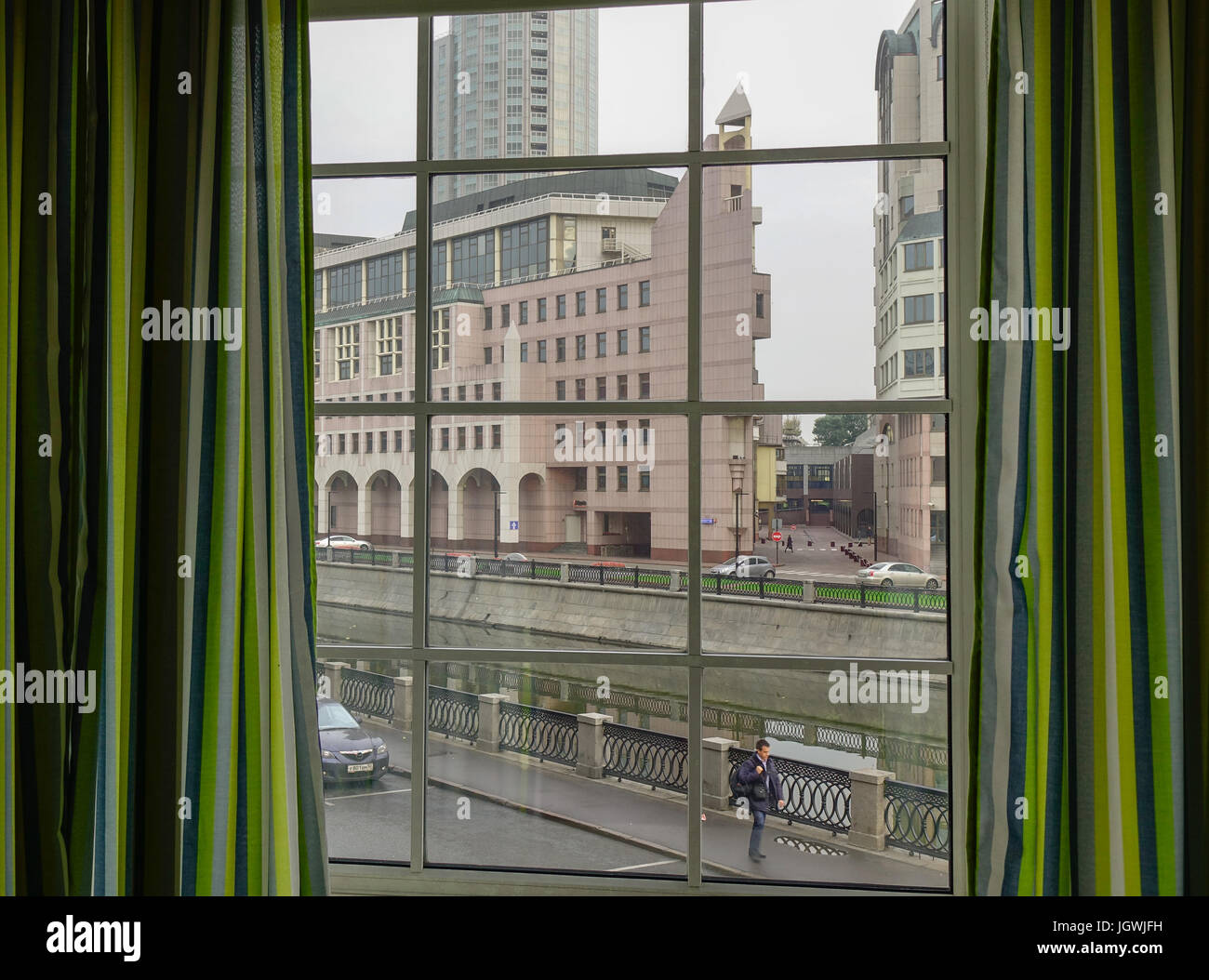 Moscow, Russia - Oct 3, 2016. City view from window of hotel in Moscow ...