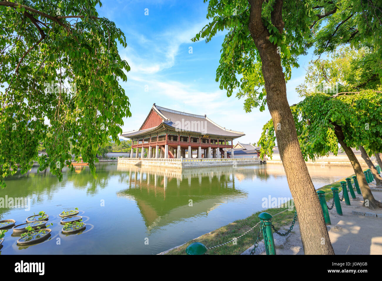 Gyeongbokgung Palace in Seoul, South Korea at summer season Stock Photo ...