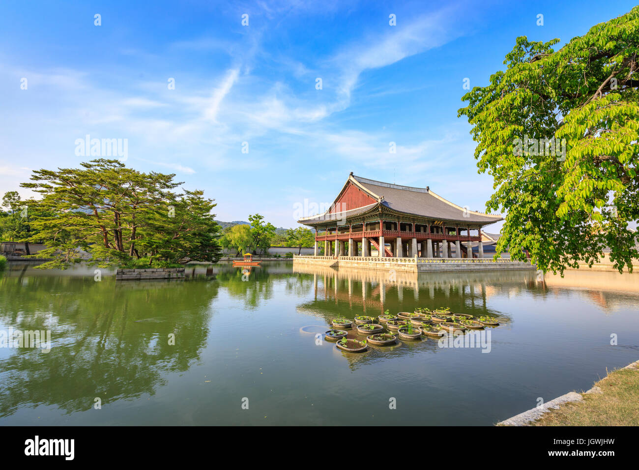 Gyeongbokgung Palace in Seoul, South Korea at summer season Stock Photo ...