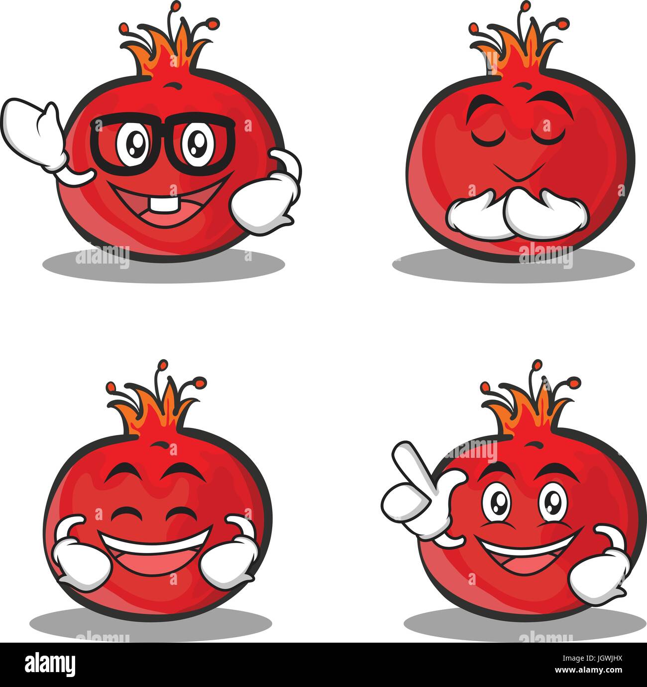 Set of pomegranate cartoon character style Stock Vector Image & Art - Alamy