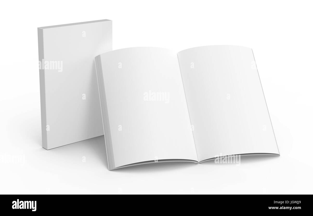 Blank book template, mockup for design uses in 3d rendering, one ...