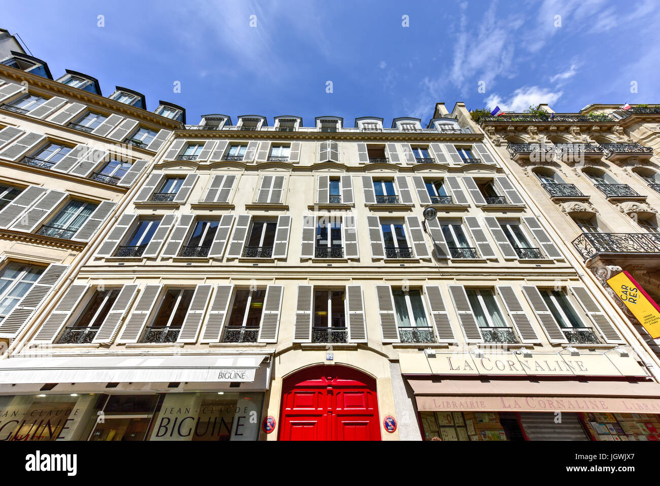 Paris, France - May 15, 2017: Building exteriors along the streets in ...
