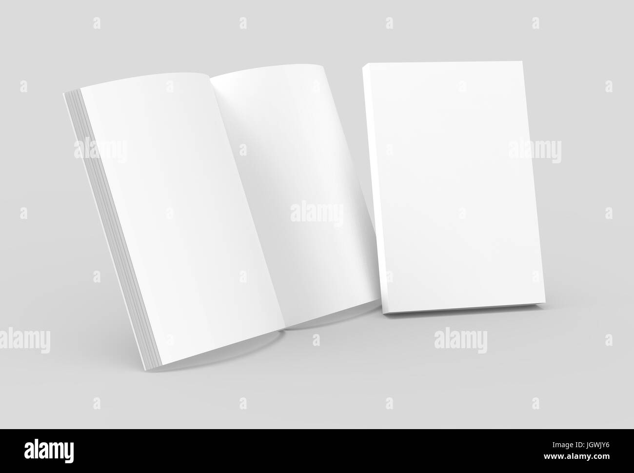 Blank book template, mockup for design uses in 3d rendering, one ...