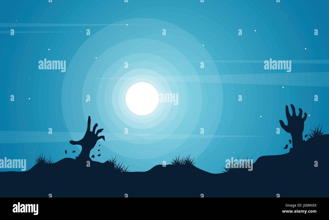 Hand zombie scenery Halloween background Stock Vector Image & Art - Alamy