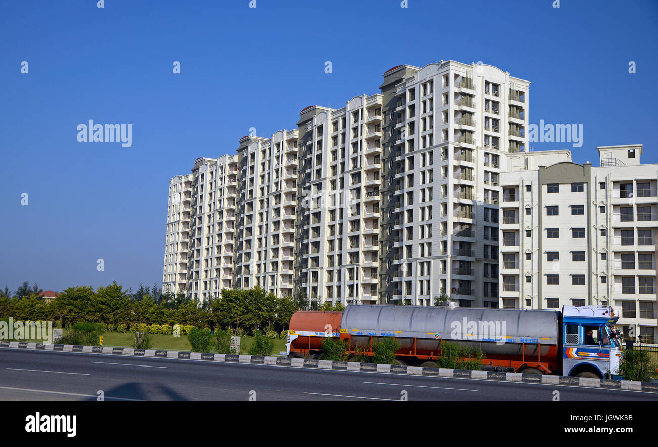 Modern complex of apartment buildings on Highway Stock Photo - Alamy