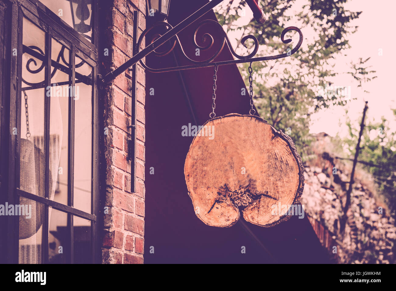 Front view of free and clean signage on a building with classical ...