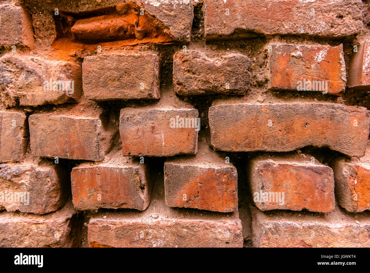 Red Brown Old Rustic Brick Wall Textured Background. Retro Brick Wall ...