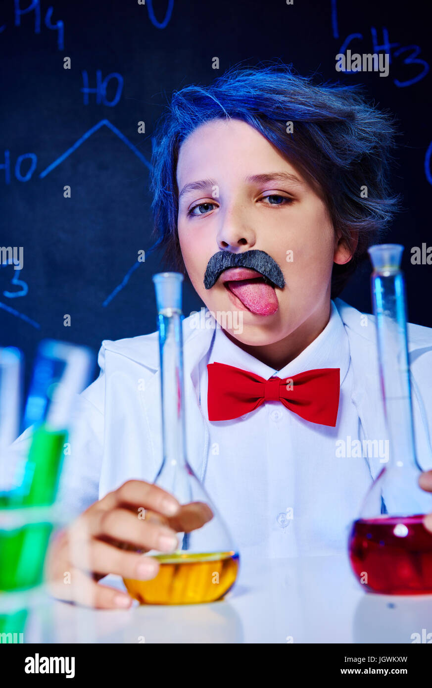 Funny portrait of young scientist Stock Photo - Alamy
