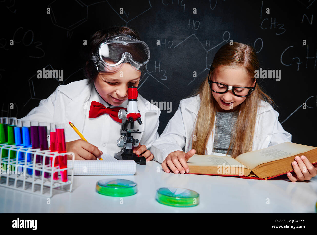 Learning chemistry in laboratory Stock Photo - Alamy
