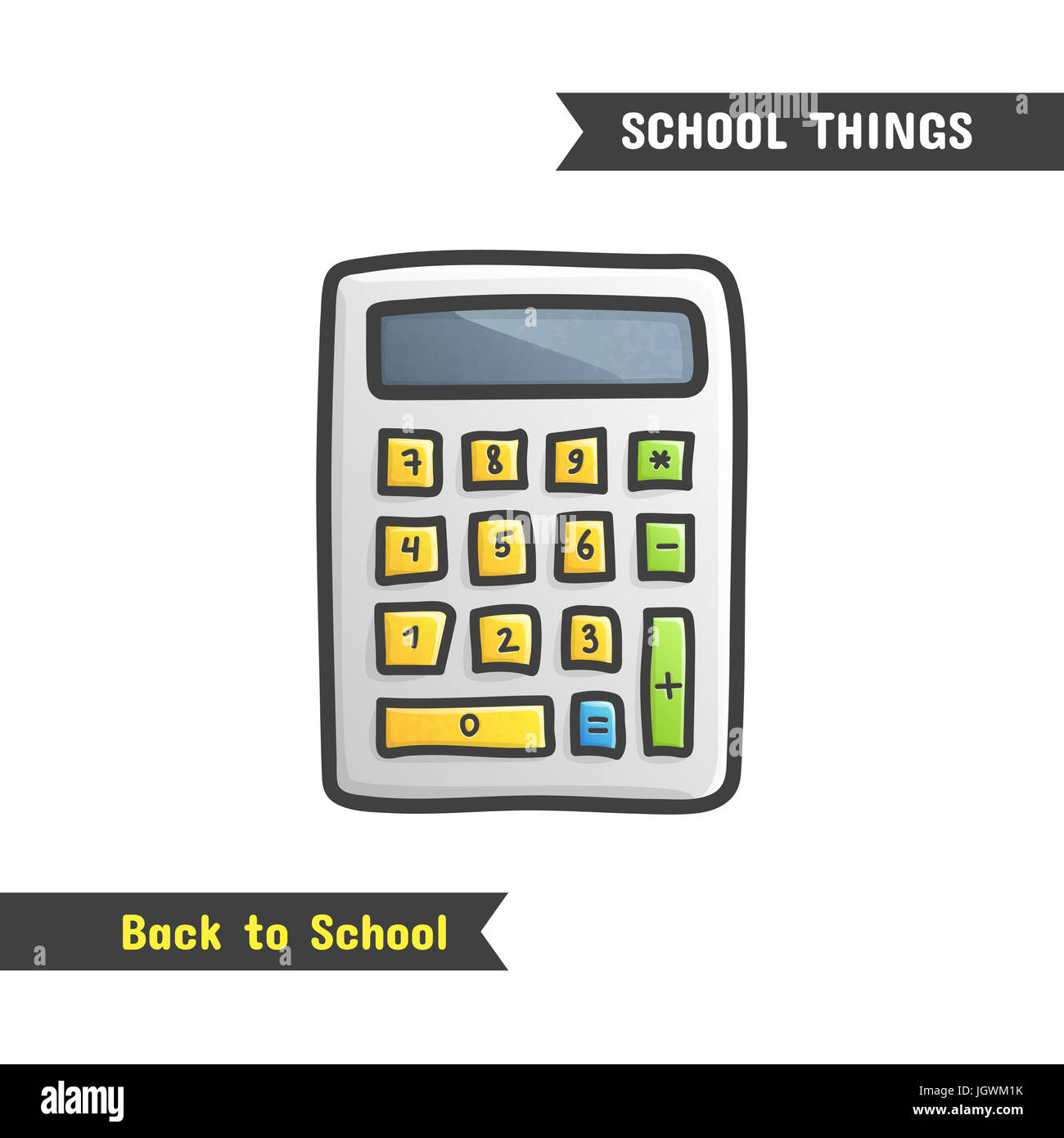 Back to School Supplies, hand drawn icon, isolated on white, cartoon ...