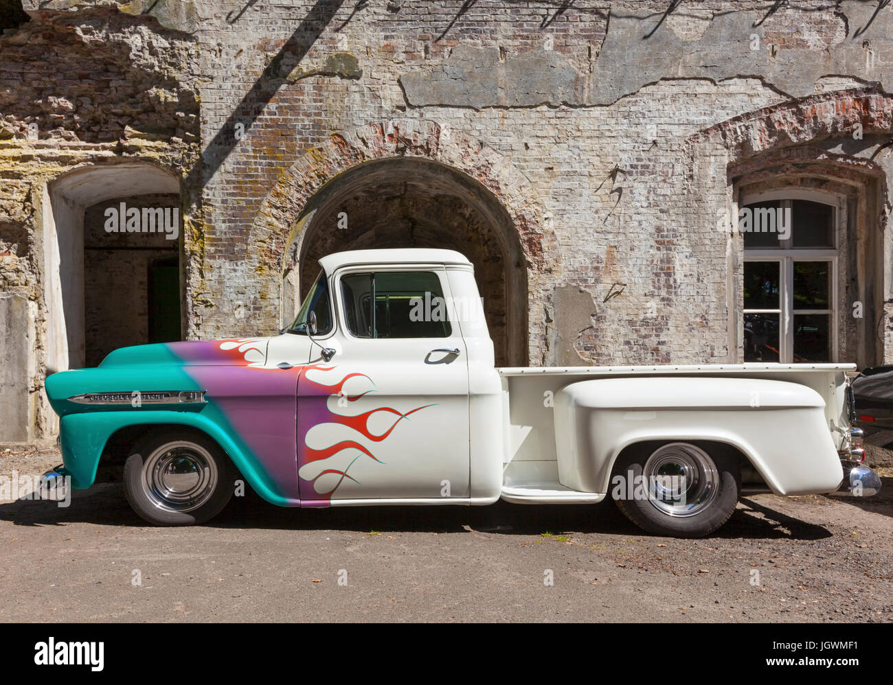 Stade, Germany - July 9, 2017: A vintage custom painted Chevrolet ...