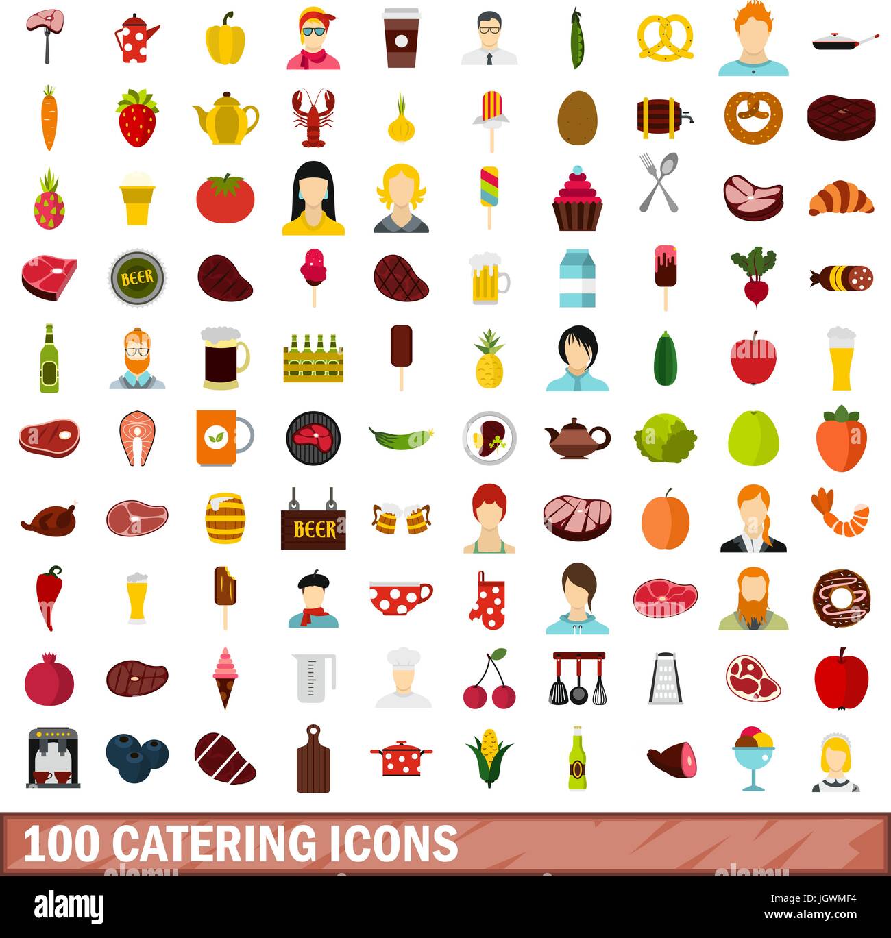 100 catering icons set, flat style Stock Vector Image & Art - Alamy