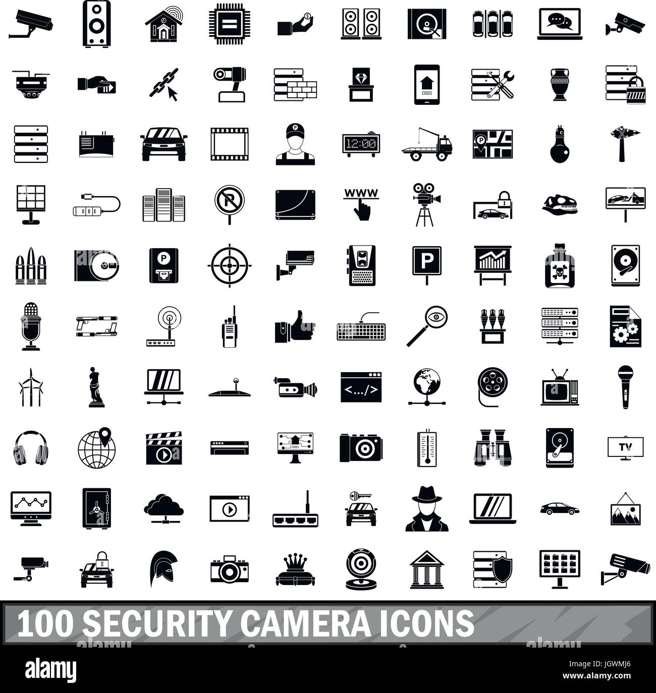 100 security camera icons set, simple style Stock Vector Image & Art ...