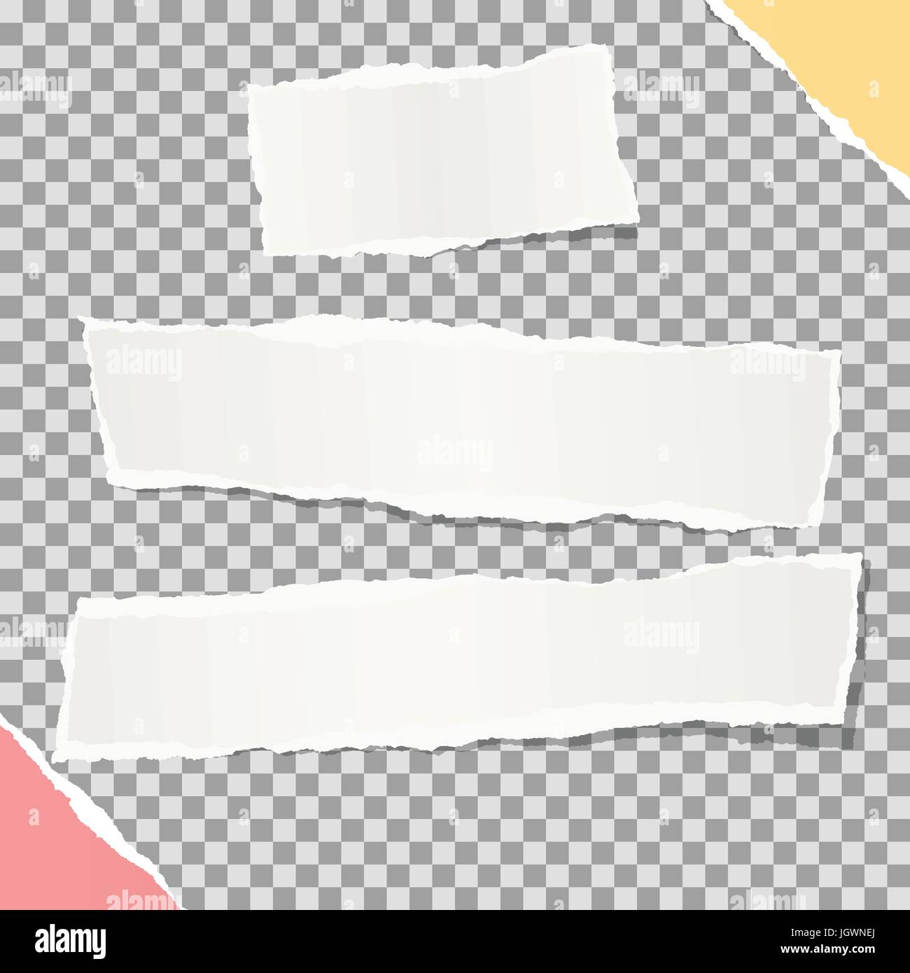 White note, notebook, copybook paper strips stuck on grey squared ...