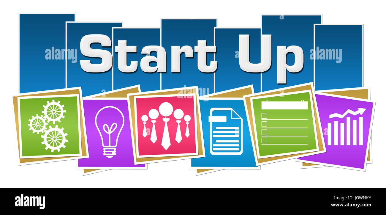 Start Up Business Symbols Colorful Squares Stripes Stock Photo - Alamy