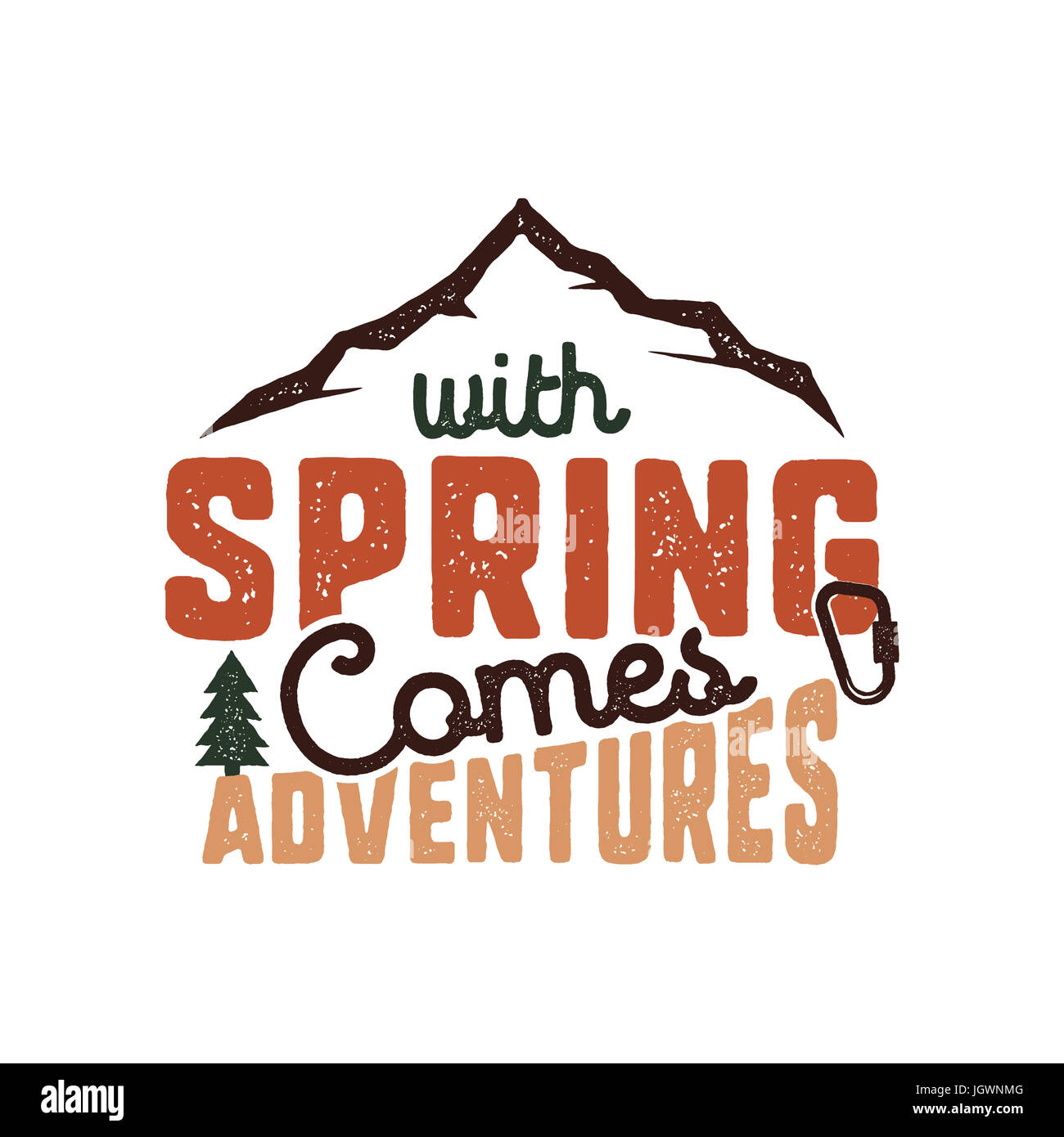 Vintage wanderlust hand drawn label design. With Spring Comes ...