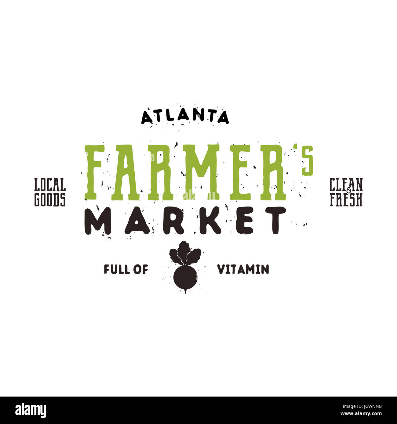 Farmers Market typography emblem design. Vintage roughen and hipster ...